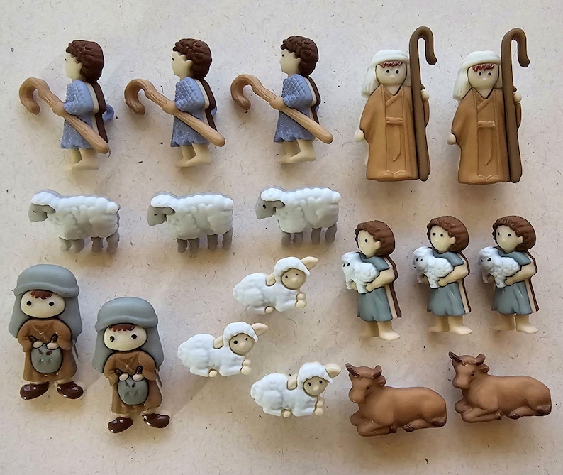 18 X Craft Buttons NATIVITY SCENE Christmas Baby Jesus Christ Mary ...