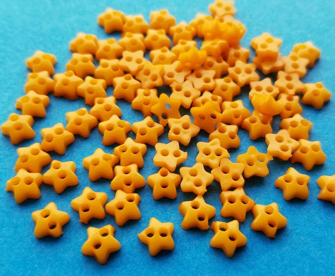 Craft Buttons ITTY BITTY YELLOW Stars Christmas 6mm Tiny Micro Mini ...