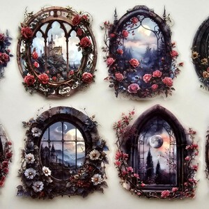 16 Stickers GOTHIC WINDOWS Stained Glass Church Card Making ...