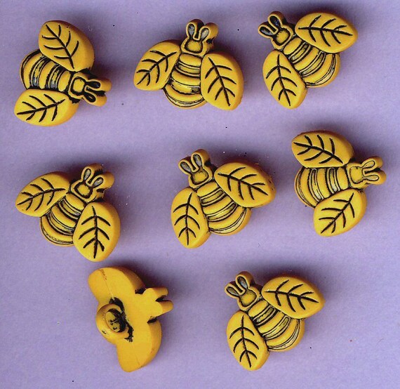 Craft Buttons BIG BEES Yellow Black Bee Honey Bumble Nature | Etsy