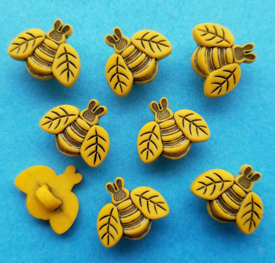 Craft Buttons BIG BEES Yellow Black Bee Honey Bumble Nature Garden ...