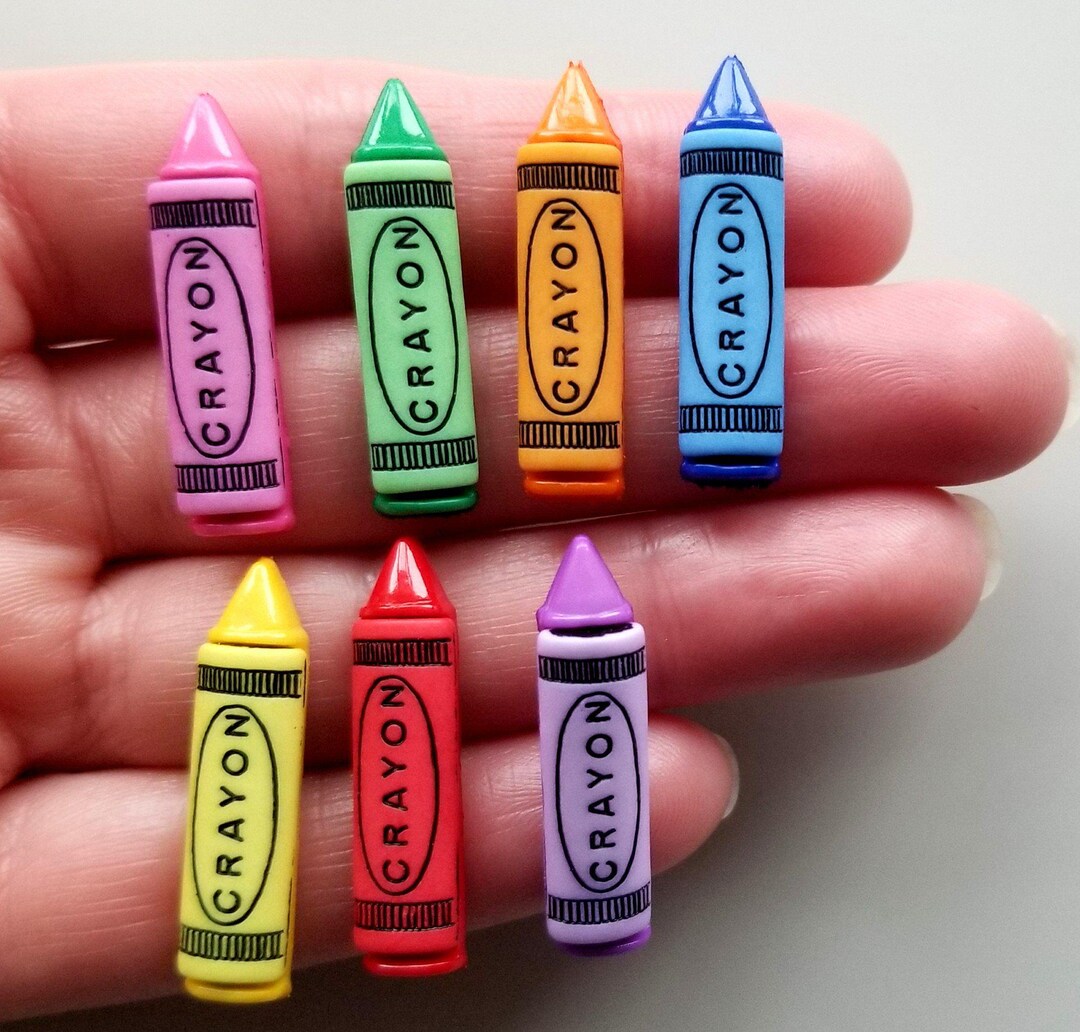 7 X Craft Buttons CRAYONS Children School Colouring in Art Teacher ...