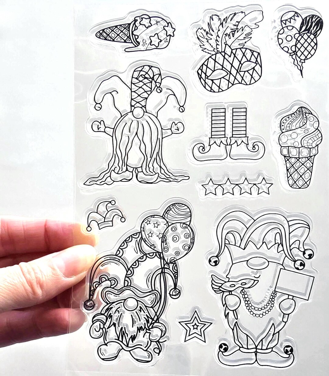 Clear Stamps JOKER GNOMES Gonk Circus Jester Rubber Stamp Card Making ...