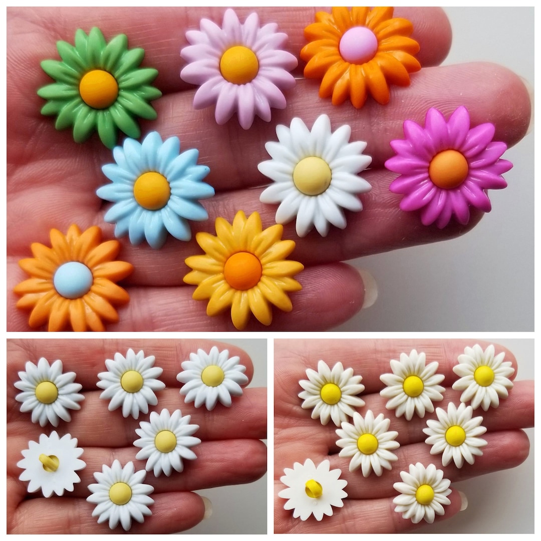 Craft Buttons DAISY DELIGHT Daisies Flowers Summer Spring Floral Garden ...