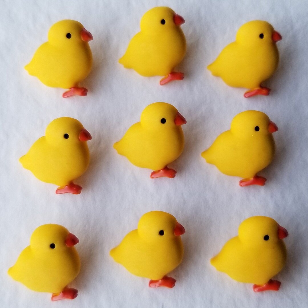 Dress It up Craft Buttons TEN TINY CHICKS Yellow Baby Bird - Etsy