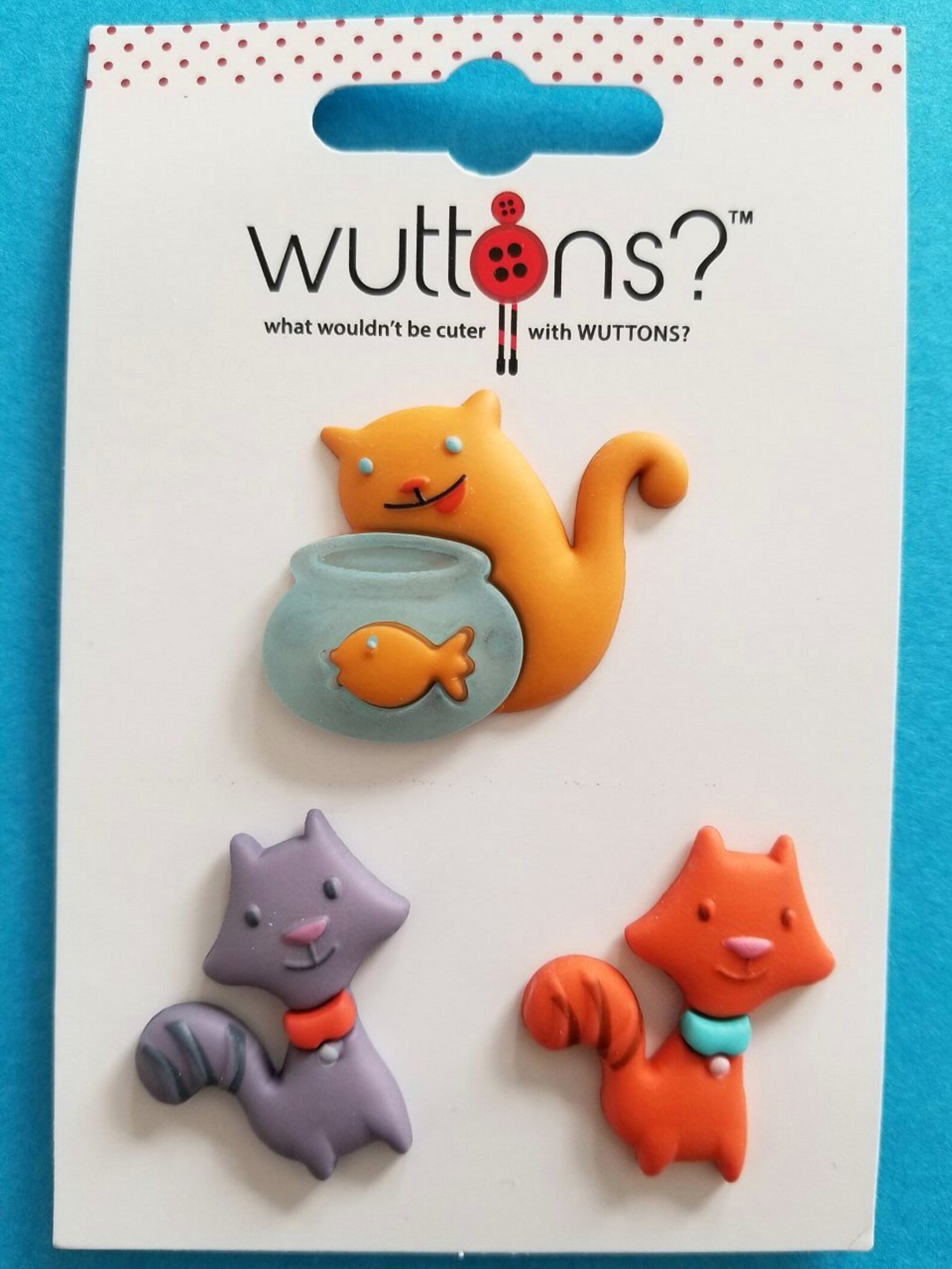 CARTOON KITTY Big 3D Craft Buttons Cat Kitten Pet Fish | Etsy