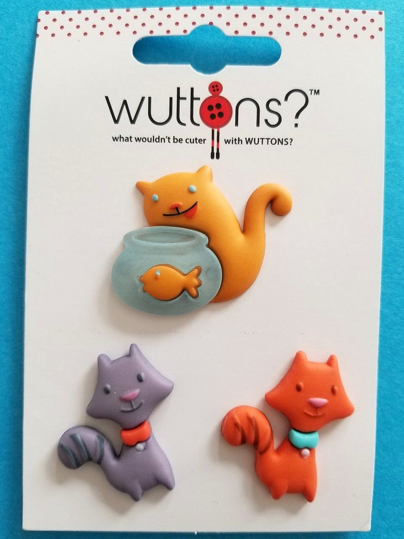 CARTOON KITTY Big 3D Craft Buttons Cat Kitten Pet Fish | Etsy