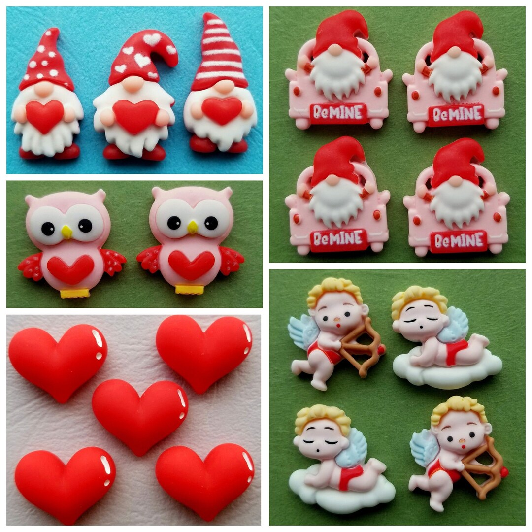 Resin Flat Backs LOVE Valentine's Day Gnome Gonk Car Cupid Cherub Baby ...