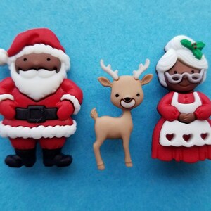Craft Buttons MR and MRS CLAUS Father Christmas Santa Suit Reindeer ...