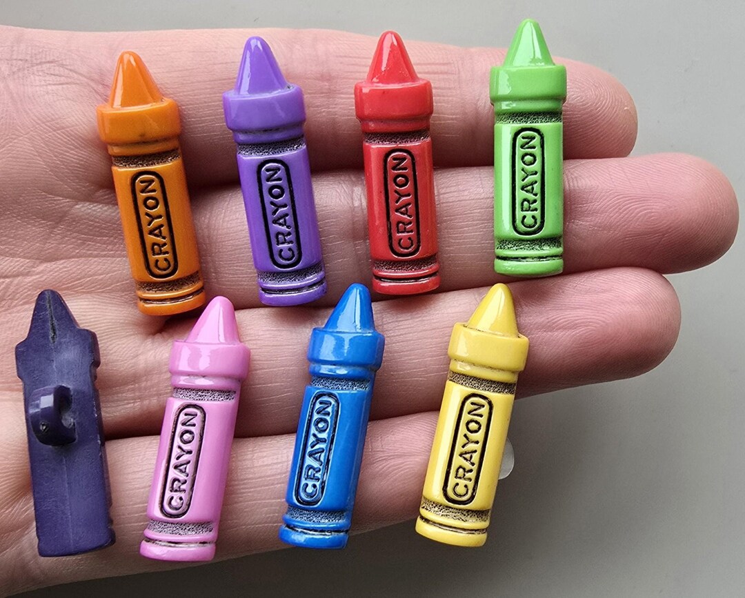 Craft Buttons CRAYONS Children School Art Teacher Colouring in Sewing ...