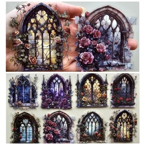 16 Stickers GOTHIC WINDOWS Stained Glass Church Card Making ...
