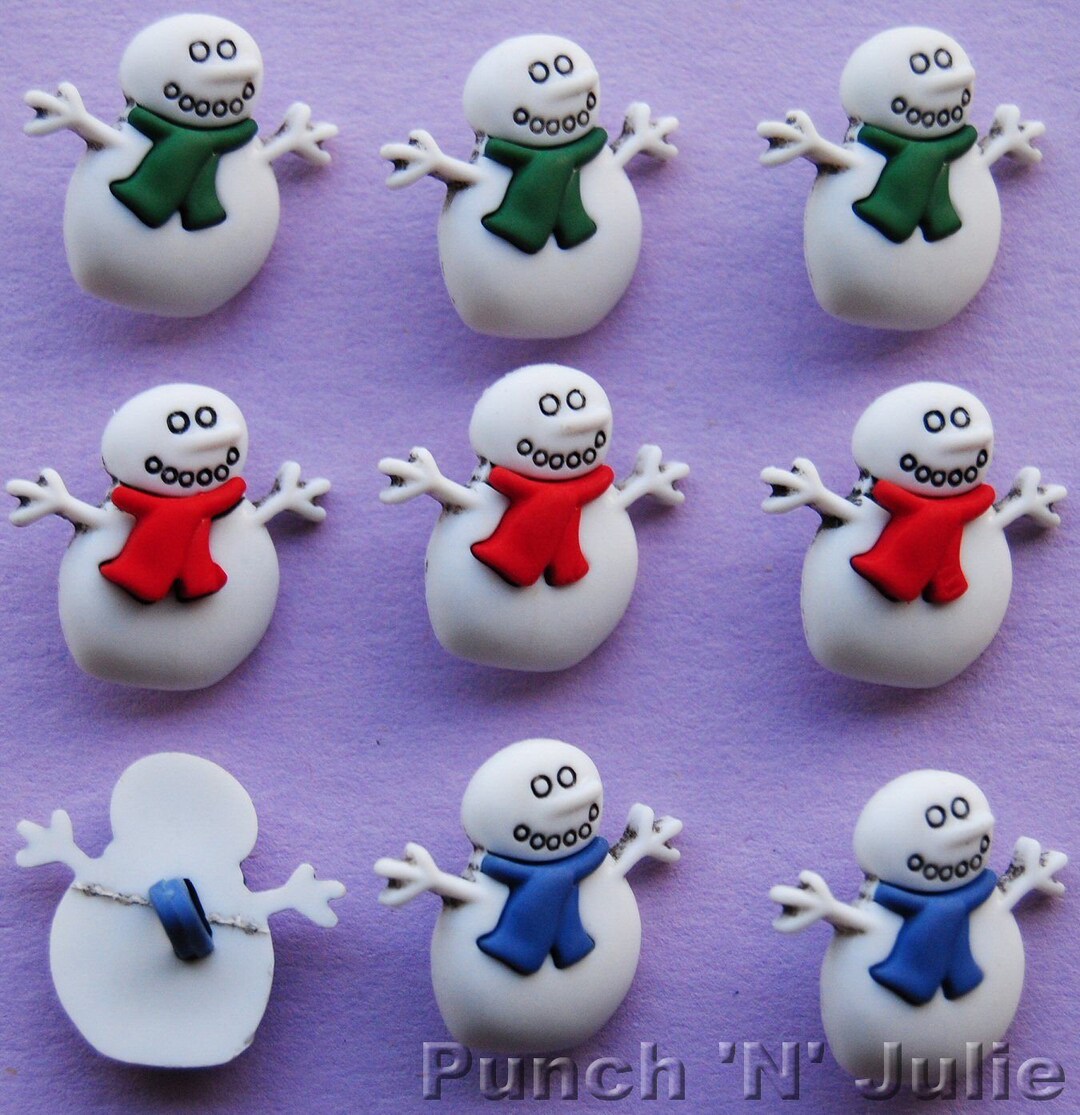 Craft Buttons SNOWMAN With SCARF Snowmen Snow White Winter - Etsy