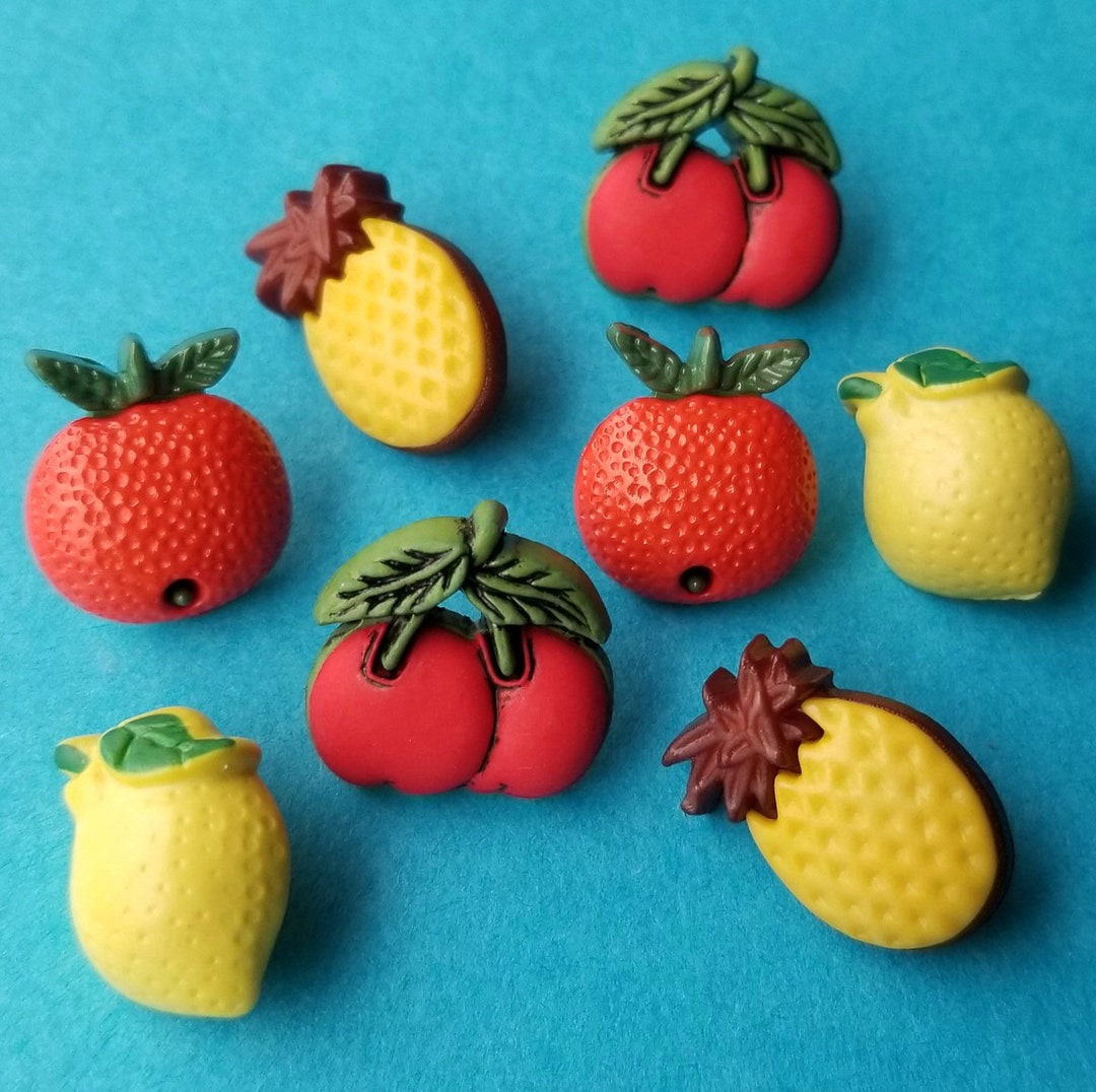 Craft Buttons MIXED FRUIT Orange Cherry Pineapple Lemon Summer - Etsy