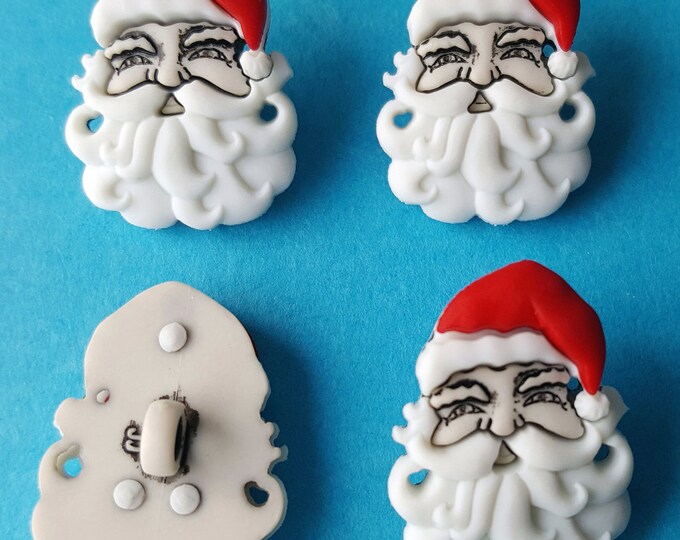 Craft Buttons SANTA CLAUS HEADS Father Christmas Face Red White Hat ...