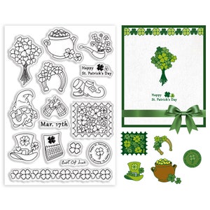 Clear Stamps ST PATRICK'S DAY Irish Ireland Leprechaun Shamrock Rubber ...