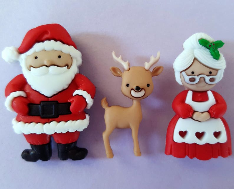 MR and MRS CLAUS Craft Buttons Father Christmas Santa Reindeer | Etsy