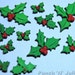HOLLY JOLLY CHRISTMAS Plastic Craft Embellishments Green Leaves Red ...