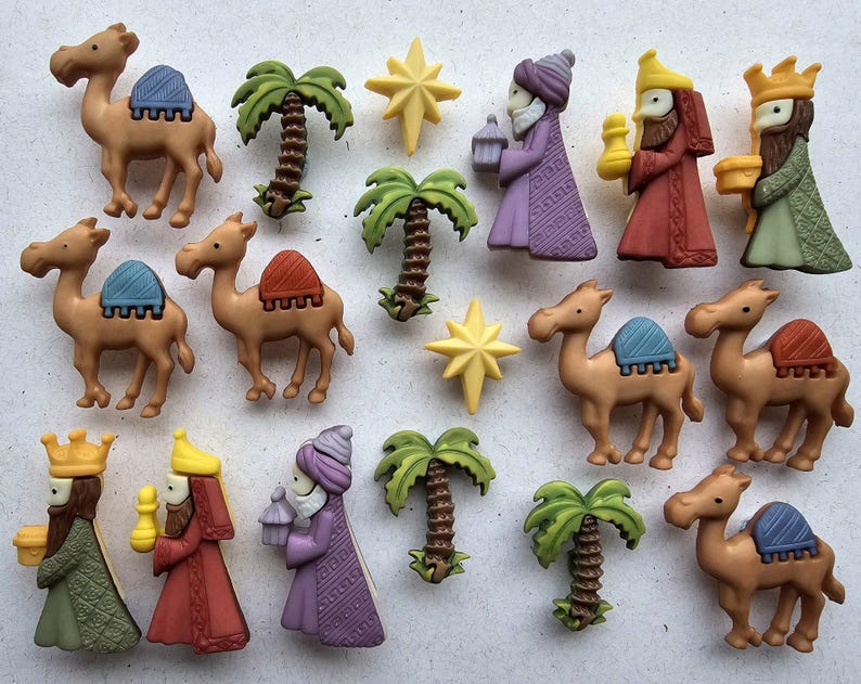 18 X Craft Buttons NATIVITY SCENE Christmas Baby Jesus Christ Mary ...