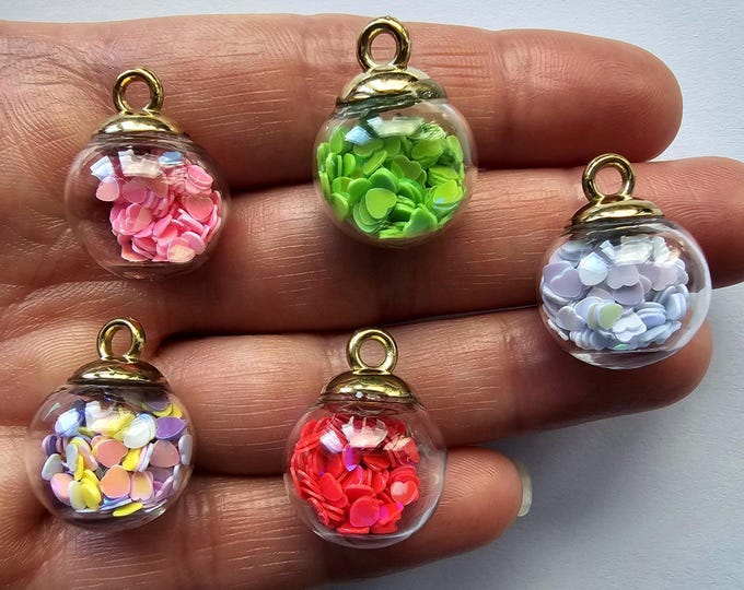 TINY HEART BAUBLES Craft Charms Bubble Pendants Jewellery Making ...