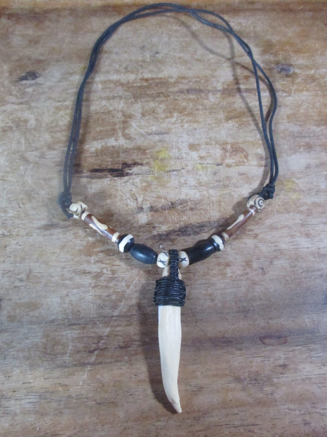 Handmade Thai Boar Fang Amulet Pendant ,buffalo Horn, Bone Beads ...