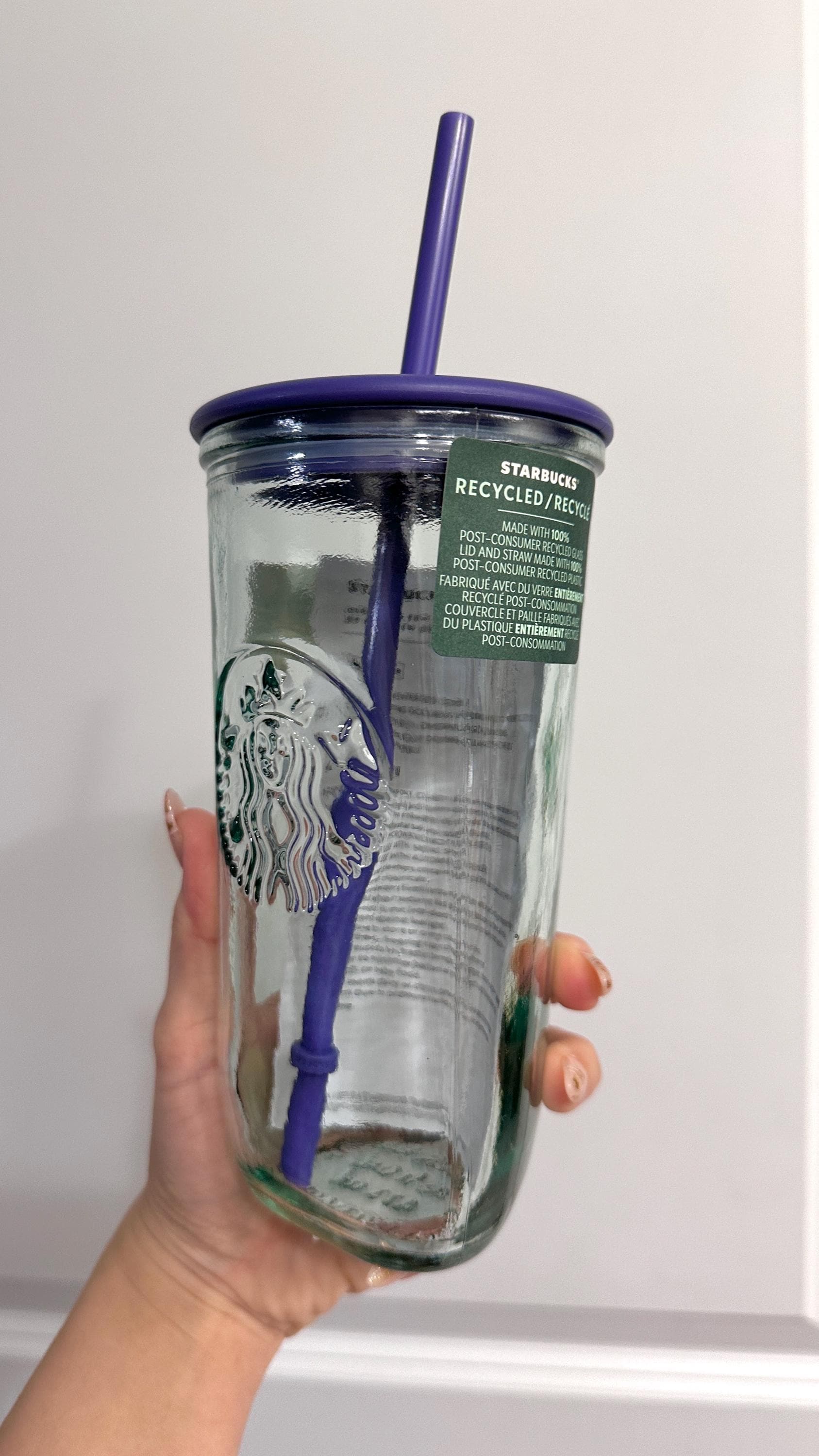 Starbucks 2025 Limited Edition Purple Triangle Glass Cold Cup – 16oz ...