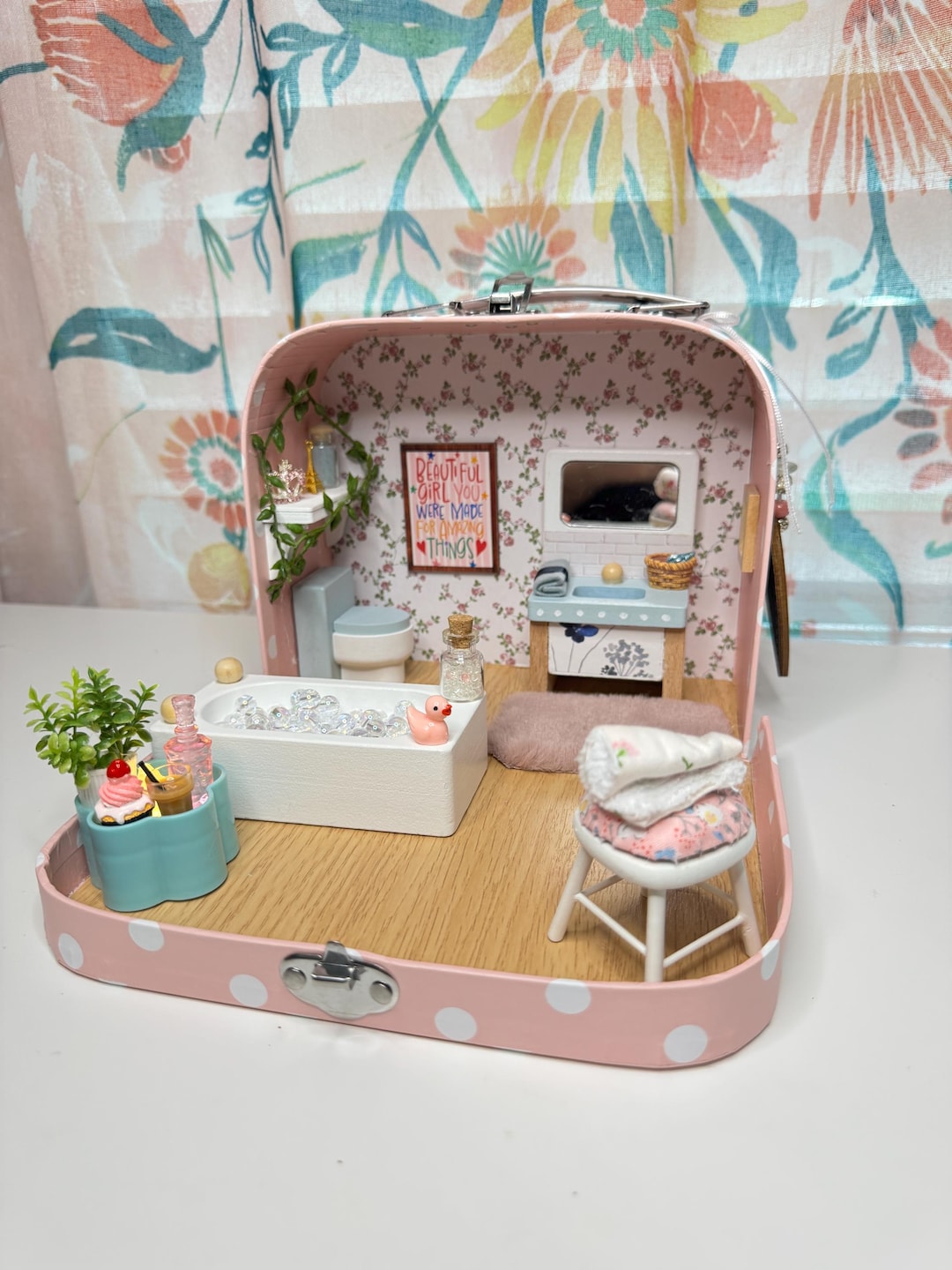 Maileg Mouse Suitcase | Miniature Bath Spa Playset | 1:12 Scale Room ...