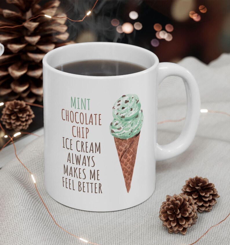Mint Chocolate Chip Ice Cream Ceramic Mug, Comfort Food Lover - Etsy