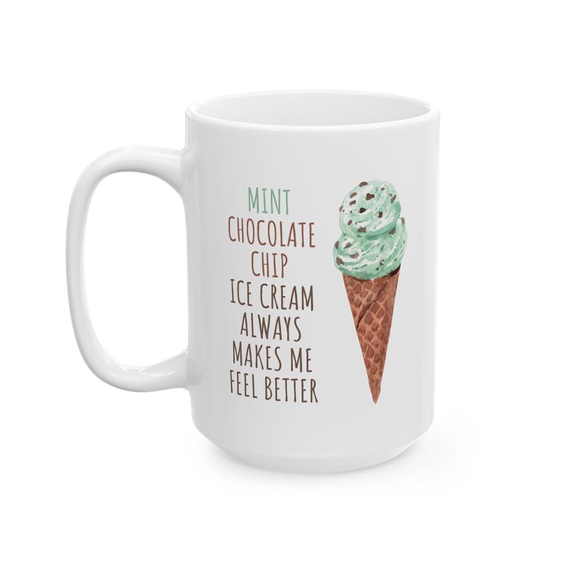 Mint Chocolate Chip Ice Cream Ceramic Mug, Comfort Food Lover - Etsy