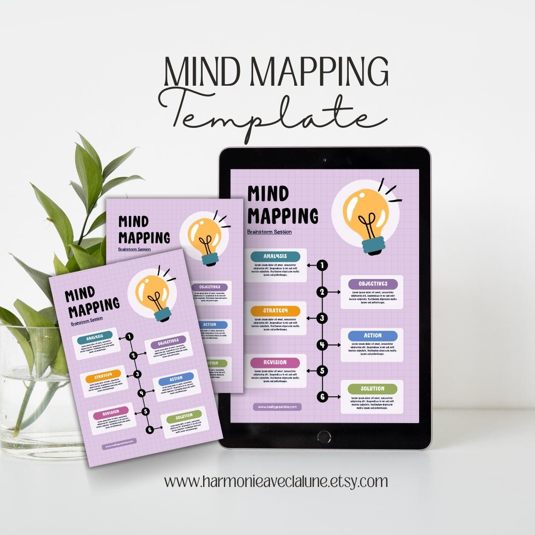 Doodle Mind Map Purple Planner A4 Document, Creative Stationery ...