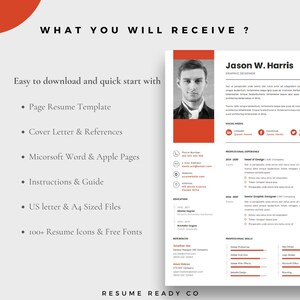 Modern Red Professional Resume Template Creative CV for Designers ...