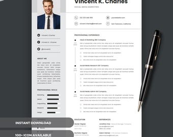 Professional Grey Series Resume Template | Editable CV Design | Instant ...