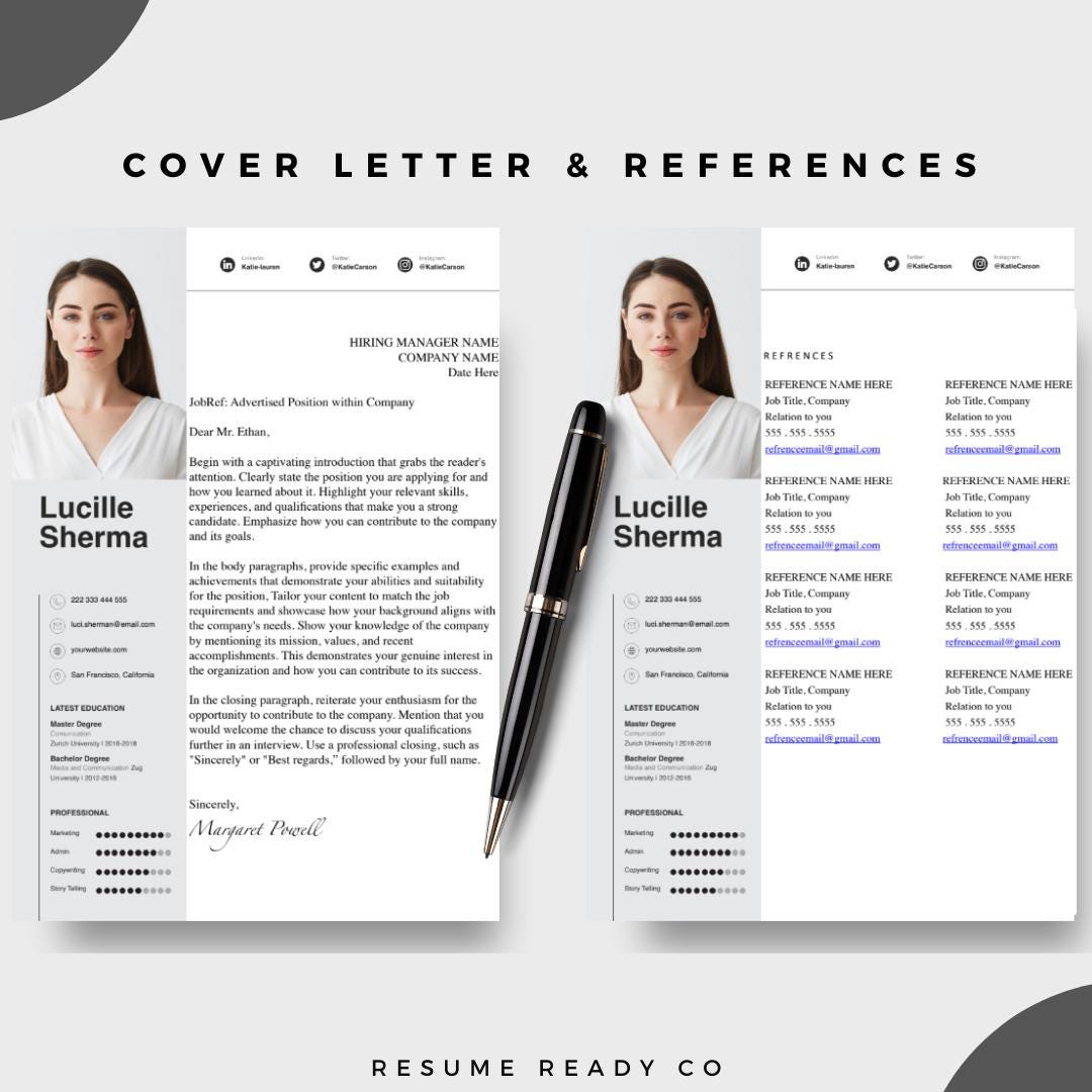 Modern Resume Template Clean Professional CV Design Editable CV Design ...