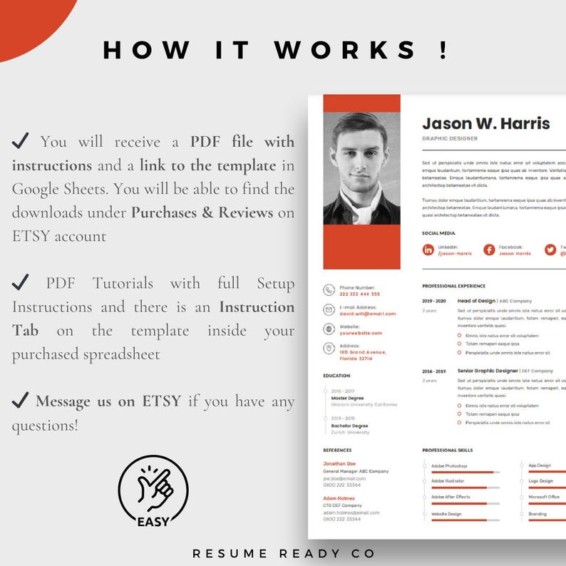 Modern Red Professional Resume Template Creative CV for Designers ...