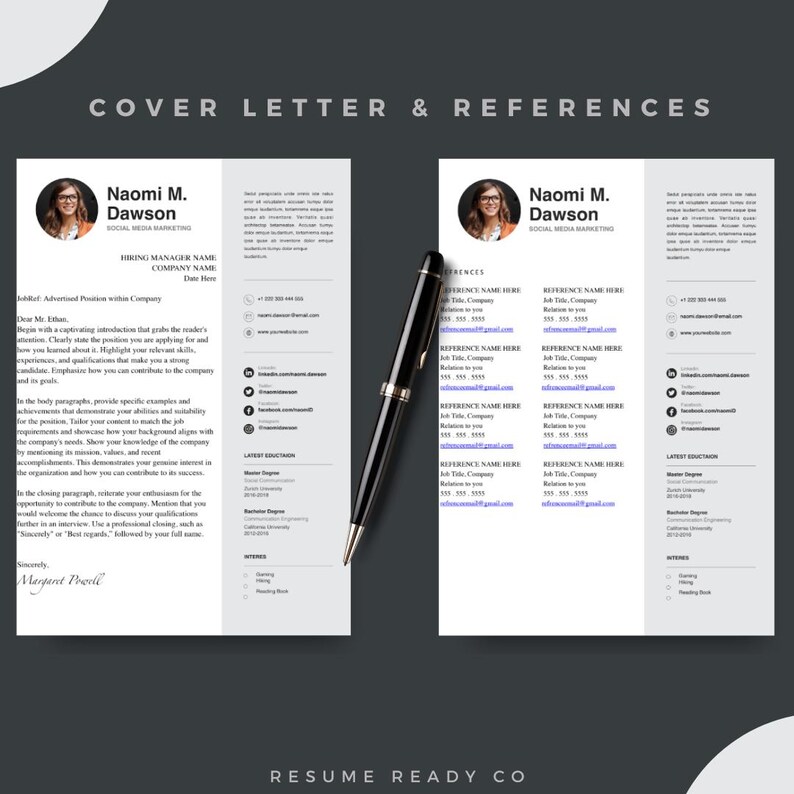 Professional Grey Series Resume Template | Editable CV Design | Instant ...