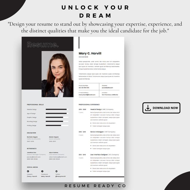 Smoke-dark Professional Resume Template Creatives | Editable CV Design ...