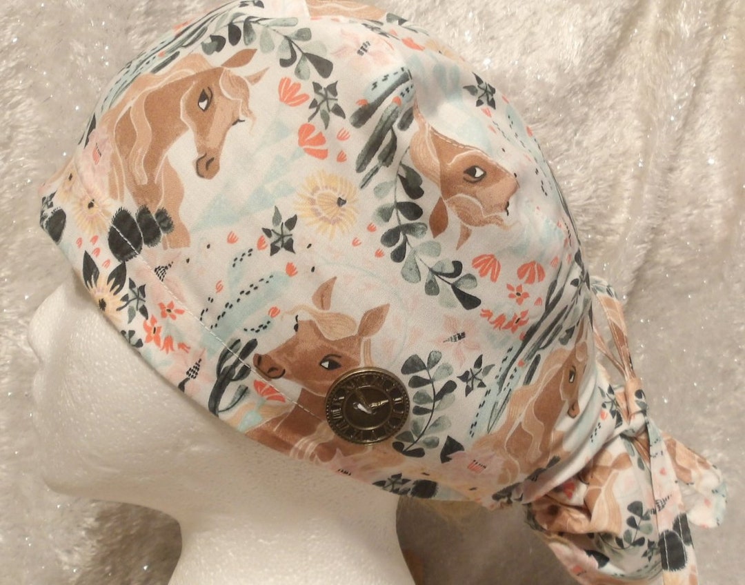 Brown Horse Western All Over Print Pony Tail Scrub - Etsy