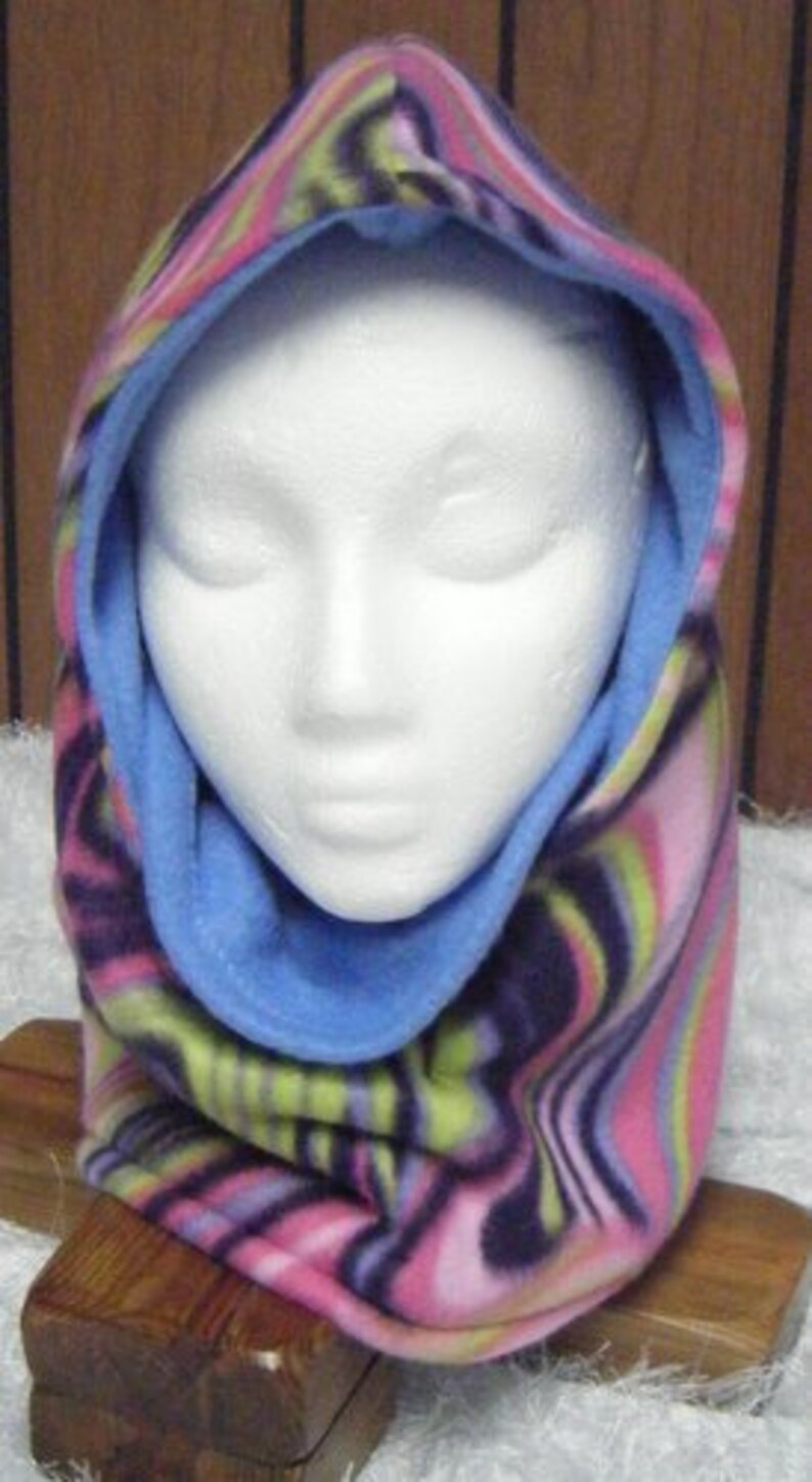 Fleece Hood Face Mask/hat With Face Cover/multi Colors Swirls/ - Etsy
