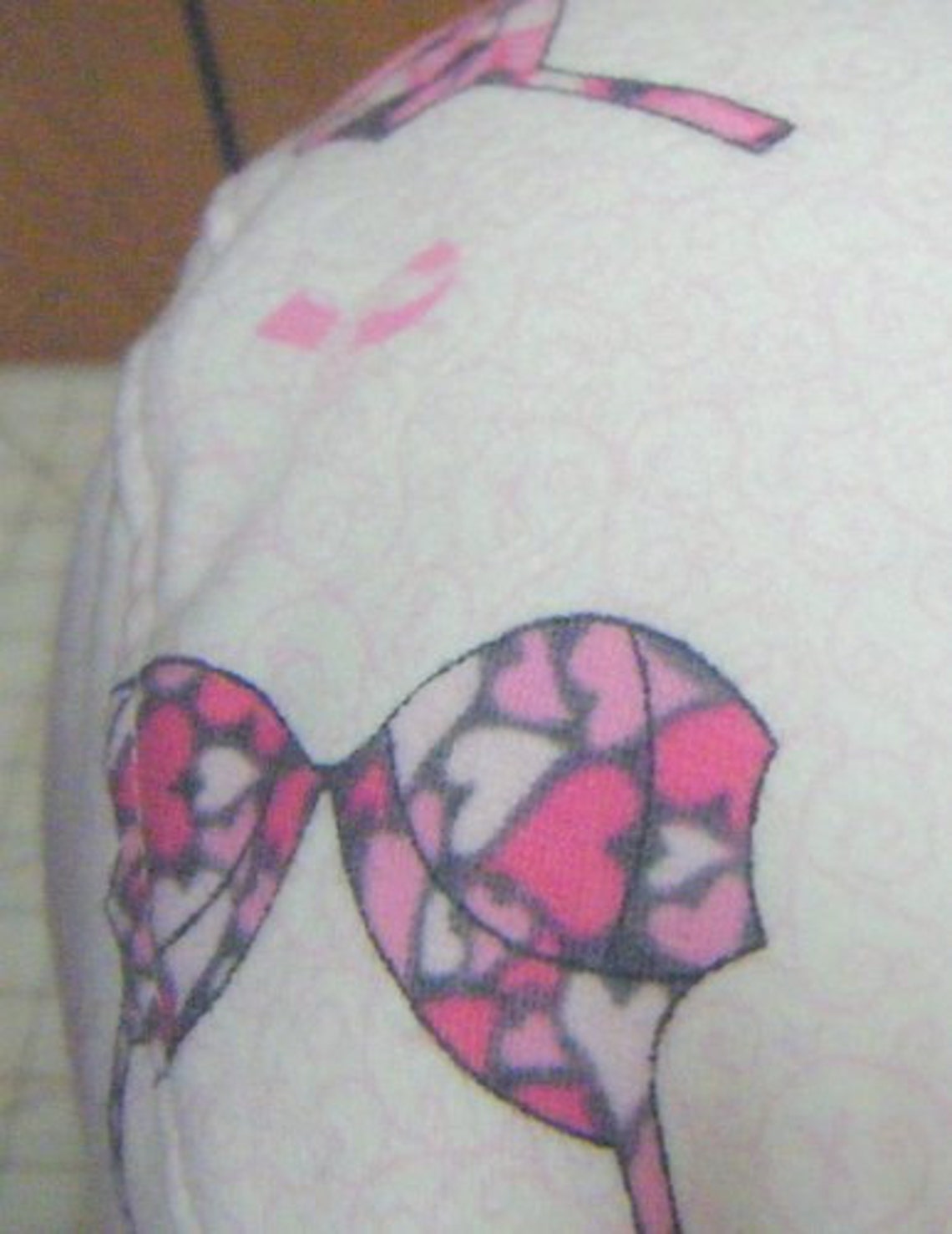 Pink Ribbon /bra's With Scroll Print on White Flannel - Etsy