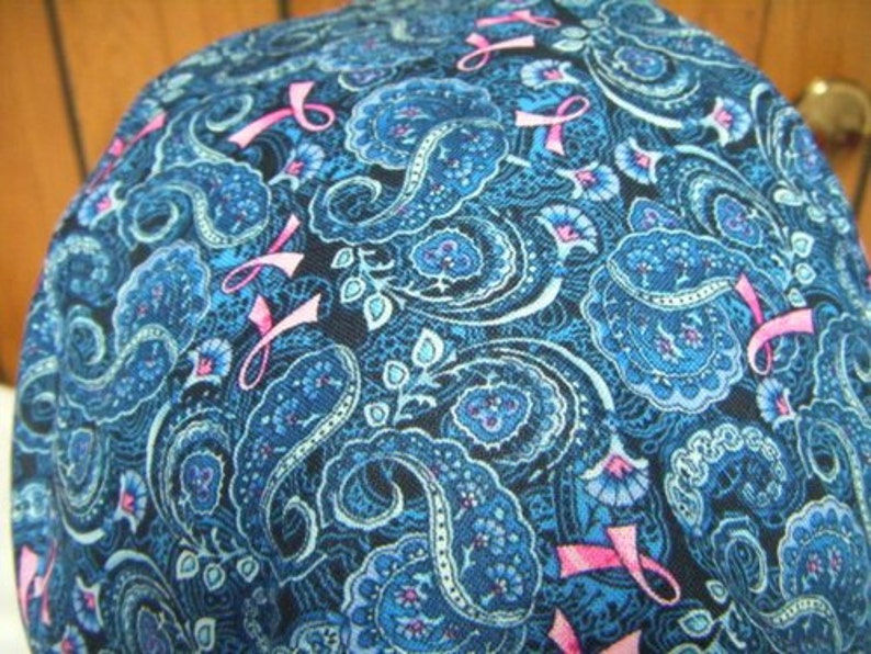 Blue Pink Ribbon Breast Cancer Do Rag Blue Paisley Print/scroll Paisley ...