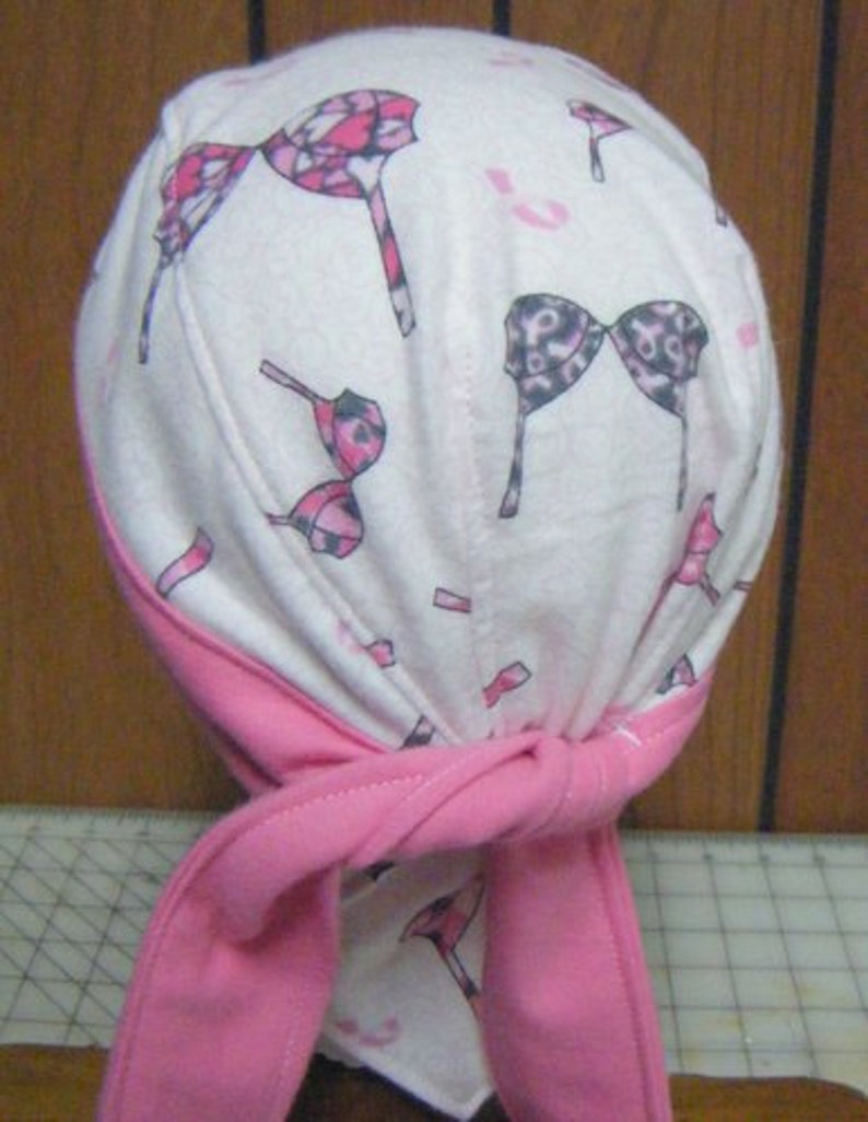 Pink Ribbon /bra's With Scroll Print on White Flannel - Etsy