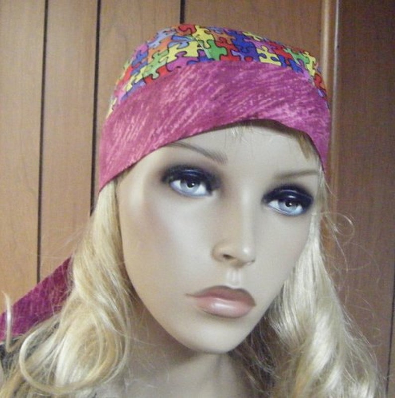 Jigsaw Puzzle Piece Do Rag/head Gear/skull Cap Autism/skull Cap/ Biker ...