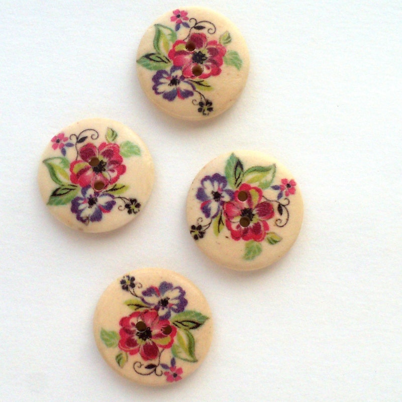 Painted Wood Buttons - Etsy
