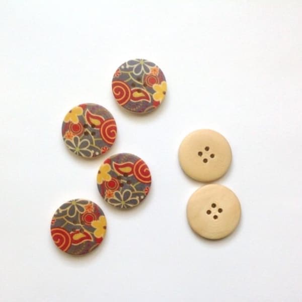 Painted Wood Buttons - Etsy