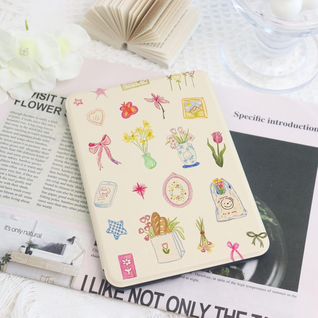 Cute Floral Items Kindle Custom Case With Hand Strap for Paperwhite 1/2 ...