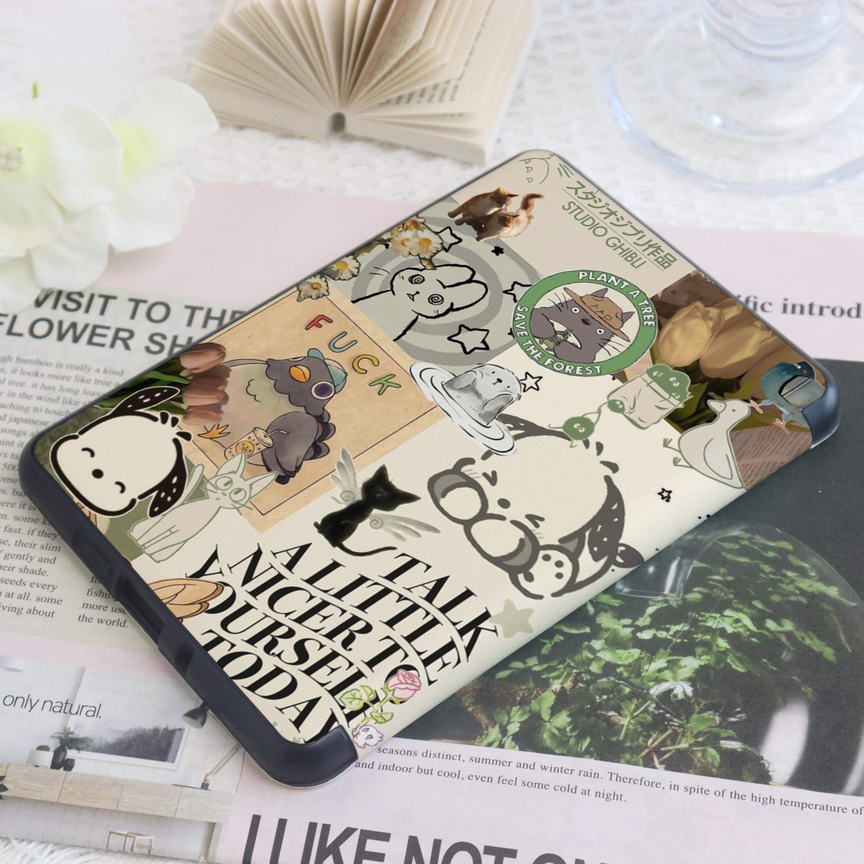 Cartoon Collage Kindle Custom Case With Hand Strap for Paperwhite 1/2/4 ...