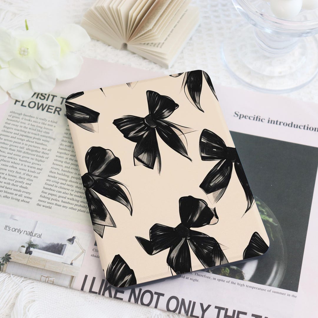 Black Bow Kindle Custom Case With Hand Strap for Paperwhite 1/2/3/4 ...