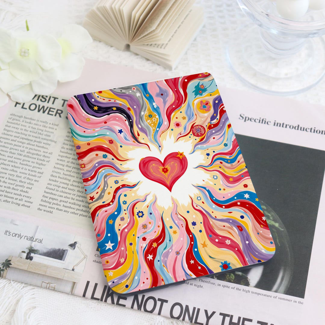 Rainbow Heart Kindle Case, Romantic Energy Design, Custom Name Cover ...