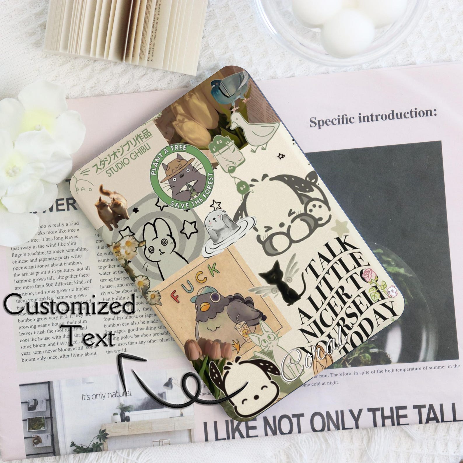Cartoon Collage Kindle Custom Case With Hand Strap for Paperwhite 1/2/4 ...