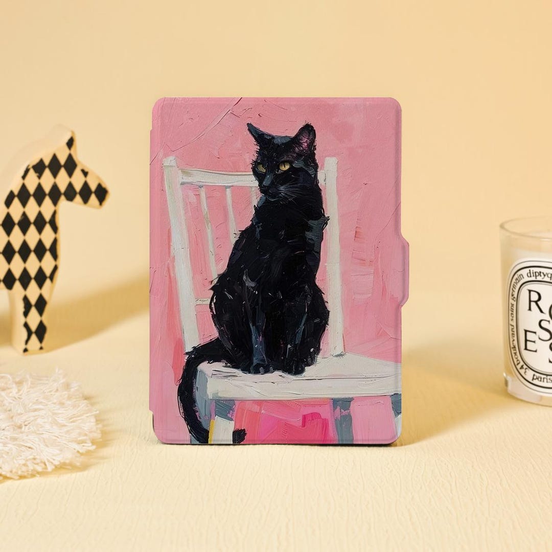 Black Cat Oil Painting Painting Kindle Case for Kindle 11 Paperwhite 1 ...