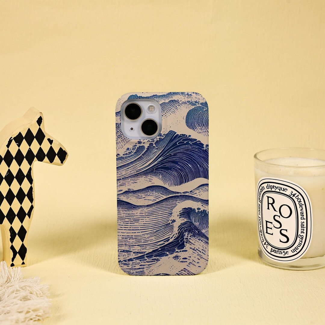 Line Art Wave iPhone Case for Customized iPhone 16 Pro Max 14 Plus ...